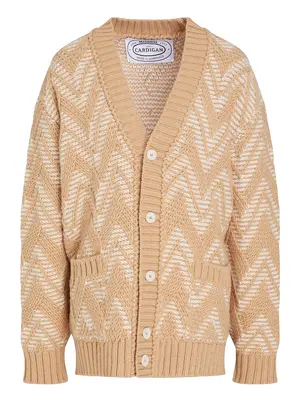 Missoni Jacquard-knit Wool Cardigan - Sand