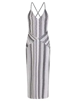 Missoni Metallic Crochet-knit Midi Dress - Stone