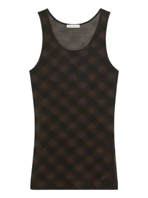 Ami Logo-embroidered Cotton-blend Top - Brown