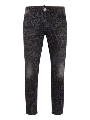 Philipp Plein Tattoo-print Skinny Jeans - Black