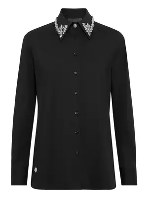 Philipp Plein Crystal-embellished Cotton Shirt - Black