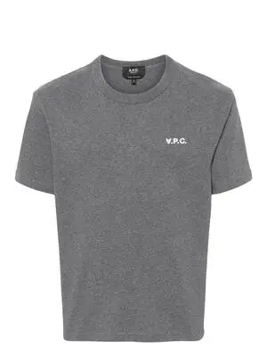 A.p.c. Logo-embroidered Cotton T-shirt - Grey