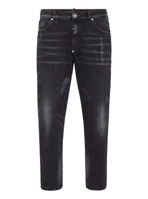 Philipp Plein Distressed-effect Straight-leg Jeans - Black
