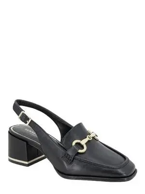 KENNETH COLE Elina Slingback Loafer Pumps - Black Leather