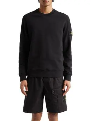 Stone Island Stone Island Crewneck Cotton Fleece Sweatshirt Black
