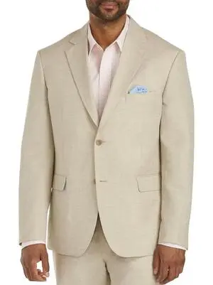 OAK HILL BY DXL Big & Tall Jacket-relaxer Linen-blend Suit Jacket - Flax