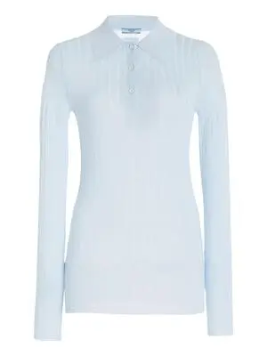 Prada Cashmere-silk Polo Shirt - Blue