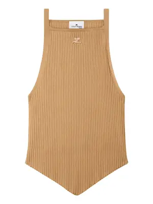 COURREGES Pointy Rib-knit Tank Top - Neutrals