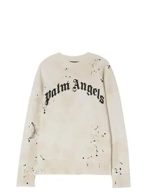 Palm Angels Gd Glittered Logo Crewneck - White