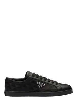 Prada Leather And Re-nylon Sneakers - Black