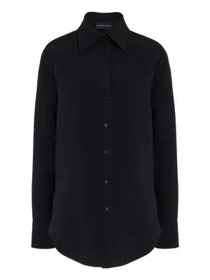 Brandon Maxwell The Vince Western-yoked Wool-silk Crepe Shirt - Black