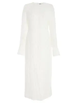 OSCAR DE LA RENTA Fringed Fil Coupe Midi Dress