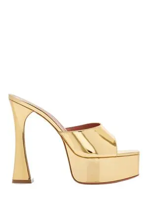 Amina Muaddi Dalida Platform Mules - Gold