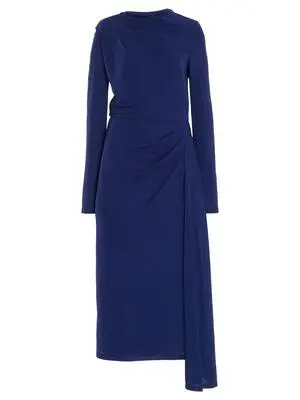 Erdem Draped Crepe Midi Dress Navy