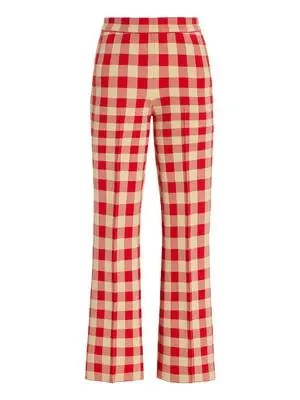 HIGH SPORT Kick Gingham Cropped Pants - Red