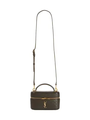 Saint Laurent Gaby Leather Vanity Bag - Brown
