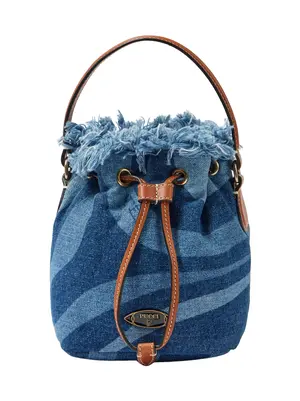 Emilio Pucci Marmo Small Leather-trimmed Bucket Bag - Blue