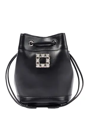 ROGER VIVIER Tres Vivier Leather Bucket Bag - Black
