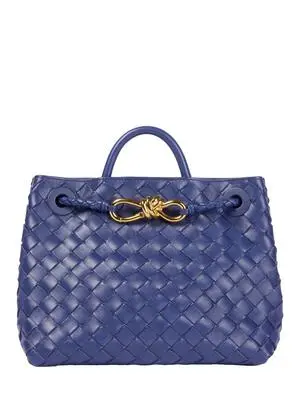 Bottega Veneta Andiamo Intrecciato Small Leather Shoulder Bag - Blue