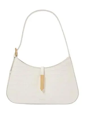 DEMELLIER Tokyo Croc-effect Leather Shoulder Bag - White