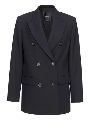 Pinko Double-breasted Twill Blazer - Black