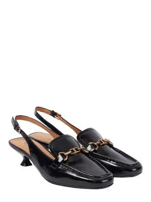 TOD'S Leather Slingback Pumps - Black