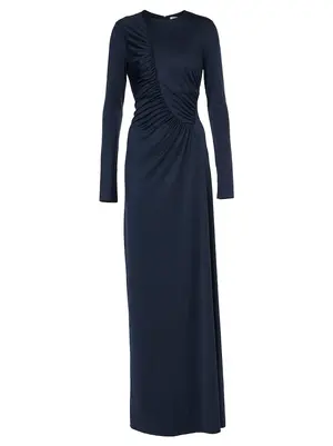 Victoria Beckham Asymmetric Ruched Gown - Black