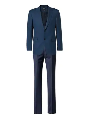 Zegna Trofeo Wool Slim Fit Trousers - Blue