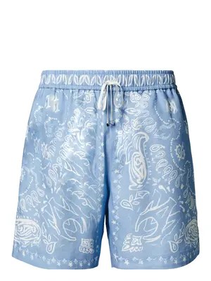 Amiri Bandana Cotton-blend Shorts - Blue