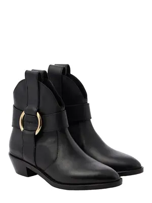 See By Chloé Ring Leather Ankle Boots - Black