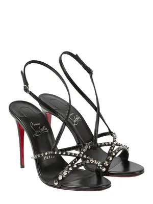 CHRISTIAN LOUBOUTIN Tatooshka Spikes Leather Sandals - Black