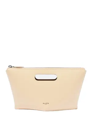Alaïa Folded Mini Leather Clutch - Beige