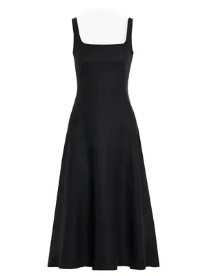 Another Tomorrow Another Tomorrow Linen Midi Dress Black