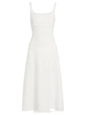 Another Tomorrow Linen Midi Dress - White