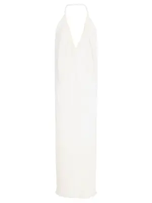 Bite Studios Parchment Plissé Halterneck Midi Dress - Ivory