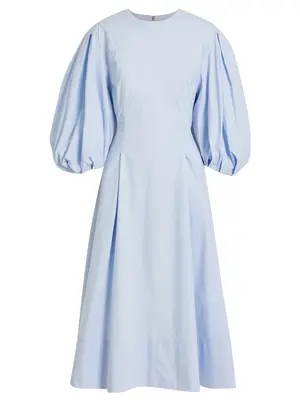 Another Tomorrow Another Tomorrow Cotton-Poplin Midi Dress Light Blue