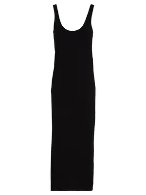 Another Tomorrow Stretch Cotton And Lyocell-Blend Jersey Midi Dress Black