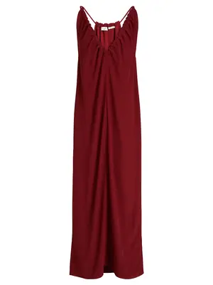 Bite Studios Theros Ruched Crepe Midi Dress - Burgundy