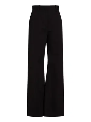 Another Tomorrow Another Tomorrow Stretch Cotton-Twill Wide-Leg Pants Black