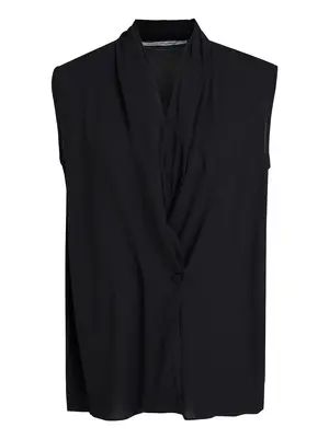 Another Tomorrow Draped Crepe Top - Black