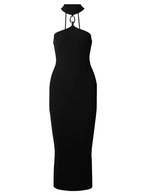 Simkhai Arya Embellished Ribbed-knit Midi Dress - Black
