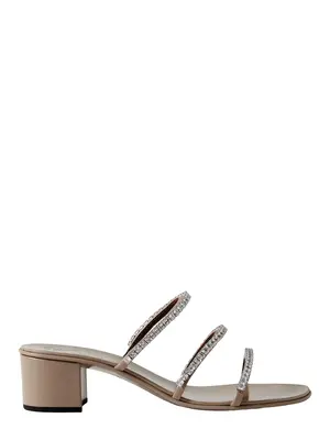 GIUSEPPE ZANOTTI Roll Crystal-embellished Leather Sandals - Neutrals