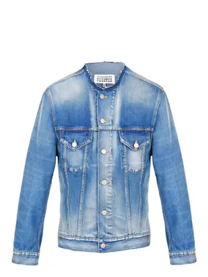 MAISON MARGIELA Collarless Denim Jacket - Blue