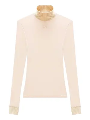COURREGES Logo High-neck Knitted Top - Neutrals