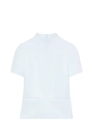 COURREGES High-neck Twill T-shirt - Blue