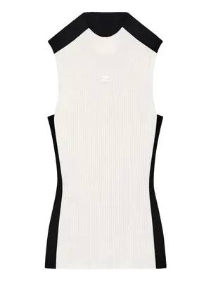 COURREGES Contrast Frame Ribbed Tank Top - Black