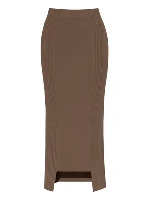 BY MALENE BIRGER Merine Ribbed Midi Skirt - Brown