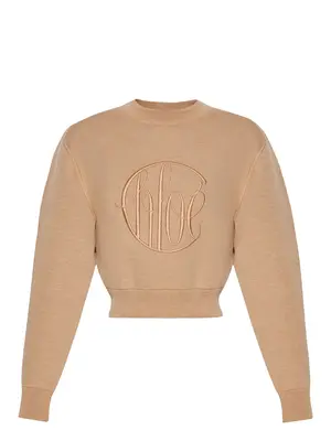 Chloé Embroidered Logo Wool Jumper - Neutrals