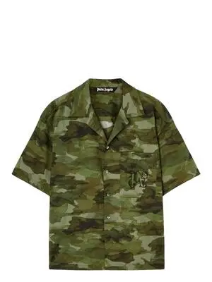 Palm Angels Camouflage-print Cotton Shirt - Green