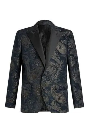 Etro Peak-lapel Jacquard Blazer - Blue
